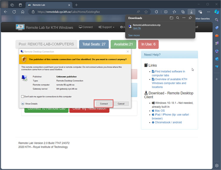 Fjärråtkomst till Windows datorsalar